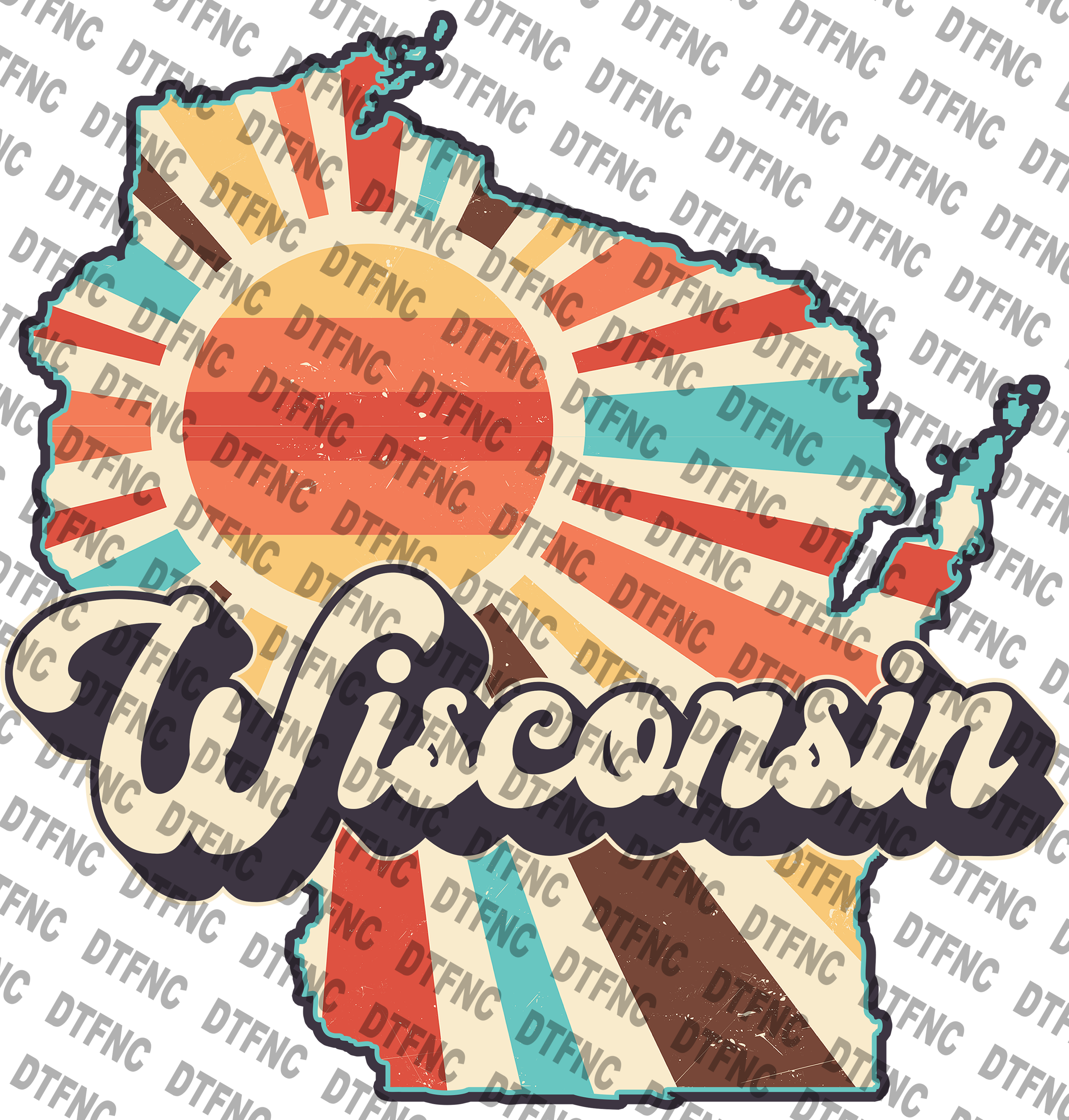 Wisconsin - Nostalgic Retro State DTF Transfers for Custom Apparel