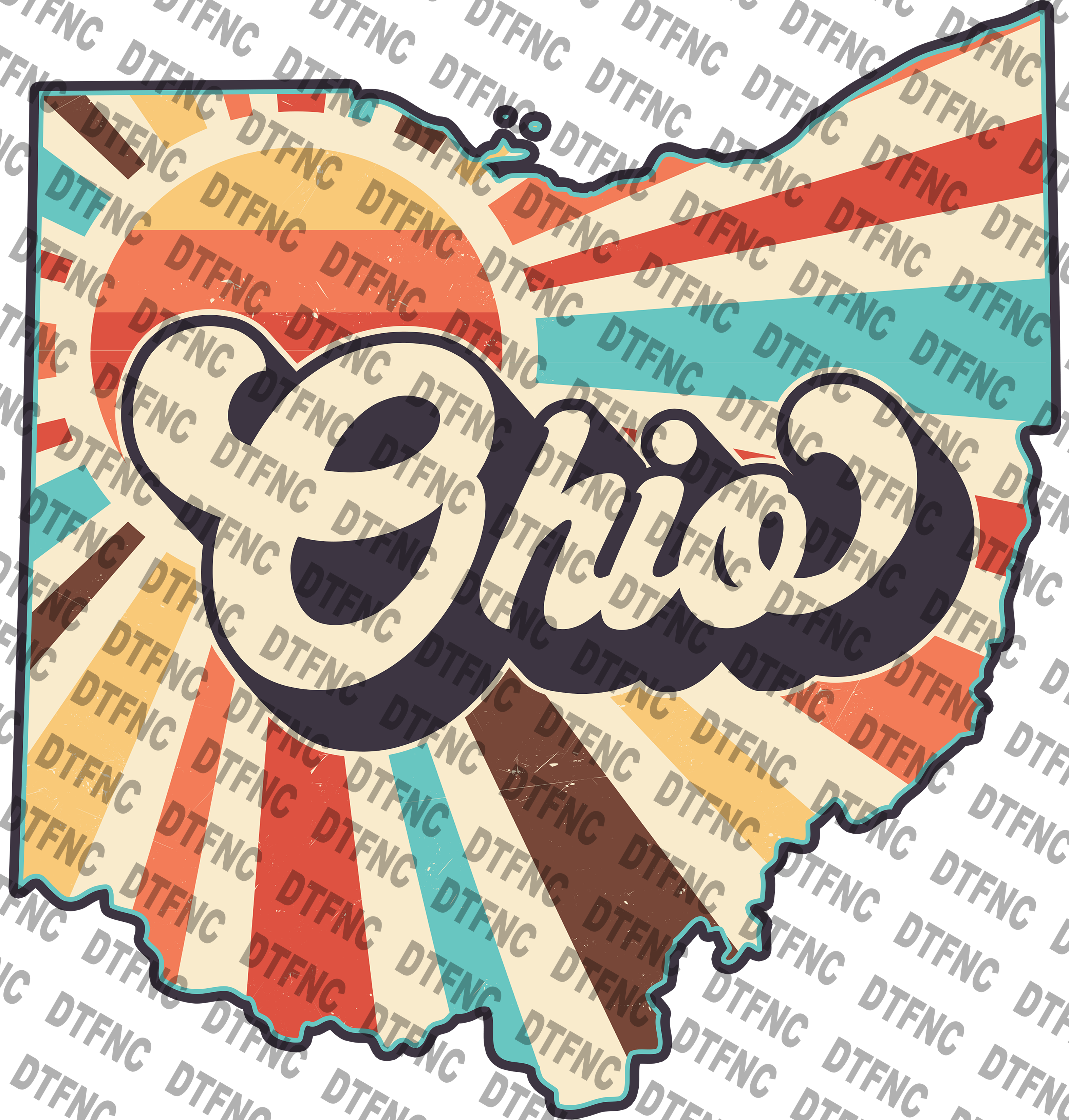 Ohio - Nostalgic Retro State DTF Transfers for Custom Apparel